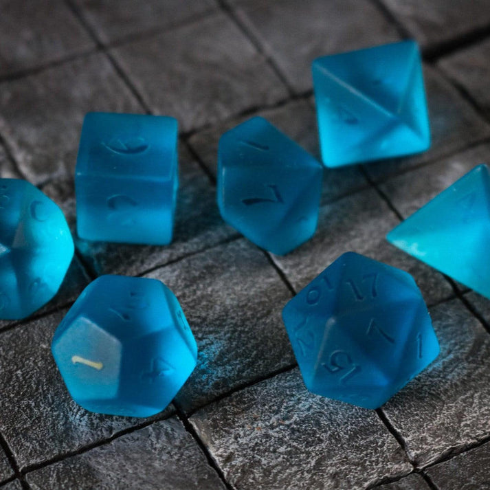 Blue Zircon Hand Carved Glass DND Dice Set – The Midnight Tavern