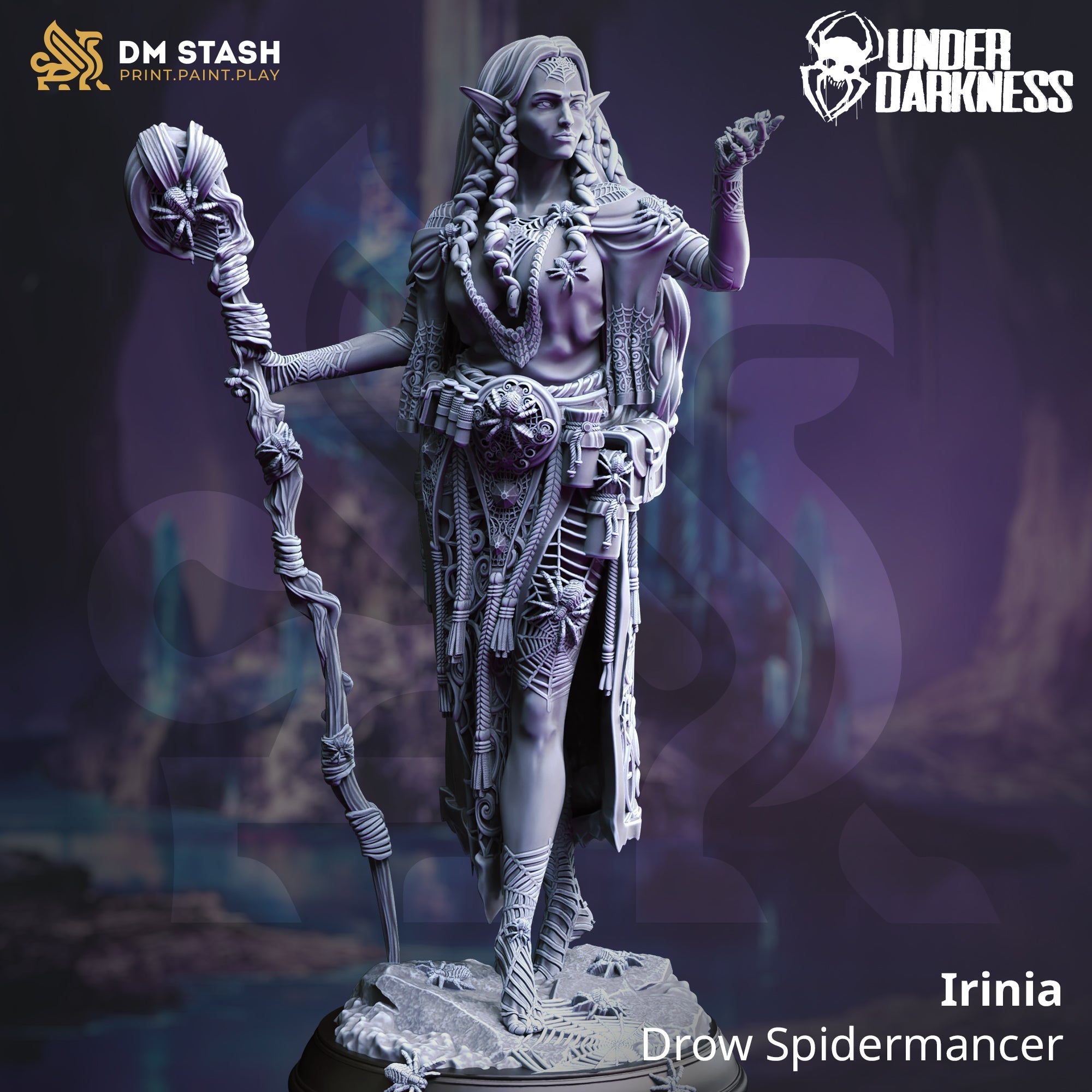 Irinia, Drow Spidermancer (Female Drow Beastmaster) – The Midnight Tavern